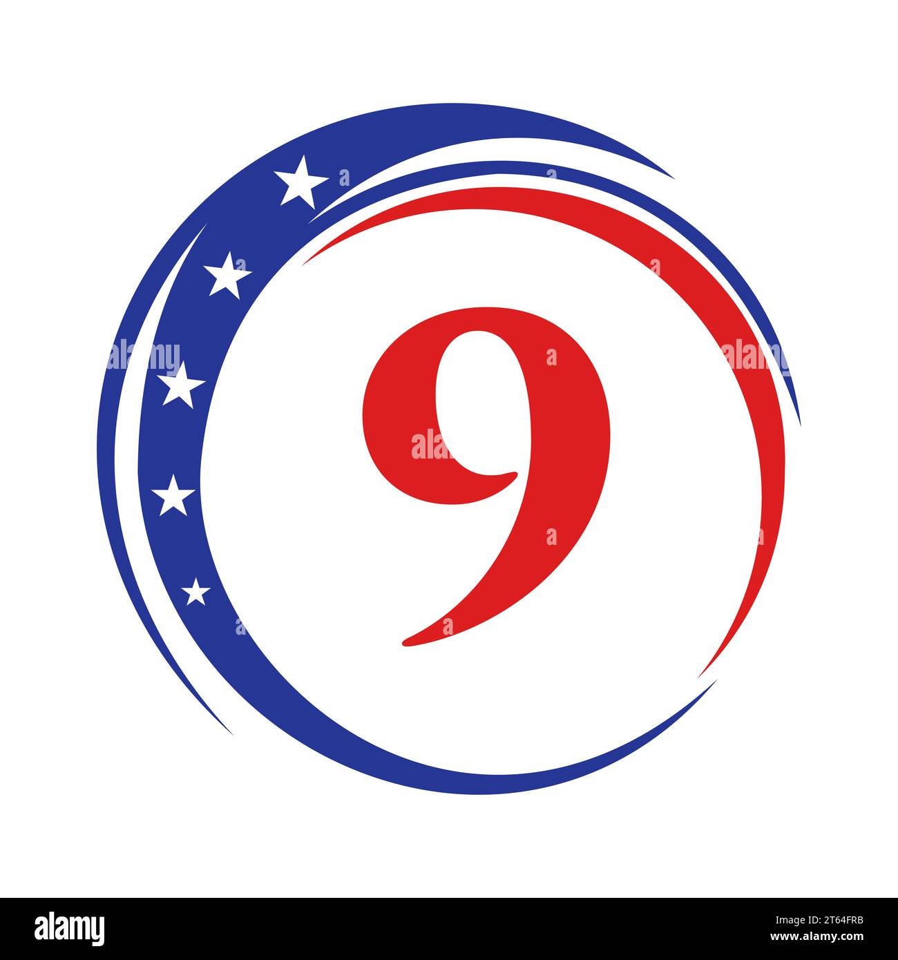 Letter 9 America Logo USA Flag. Patriotic American Logo Design On ...
