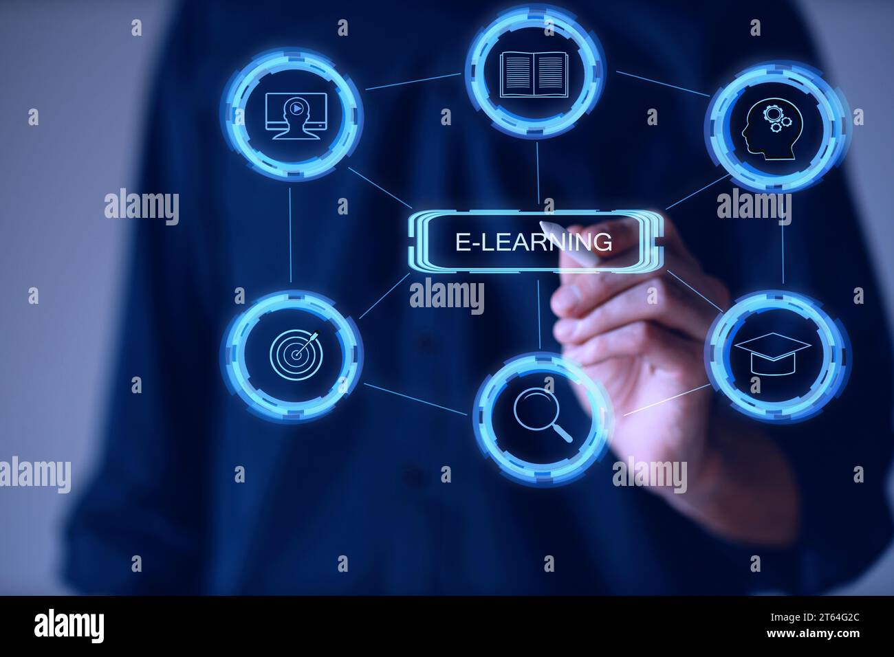 E learning and Online Education technology concept. Student learn ...