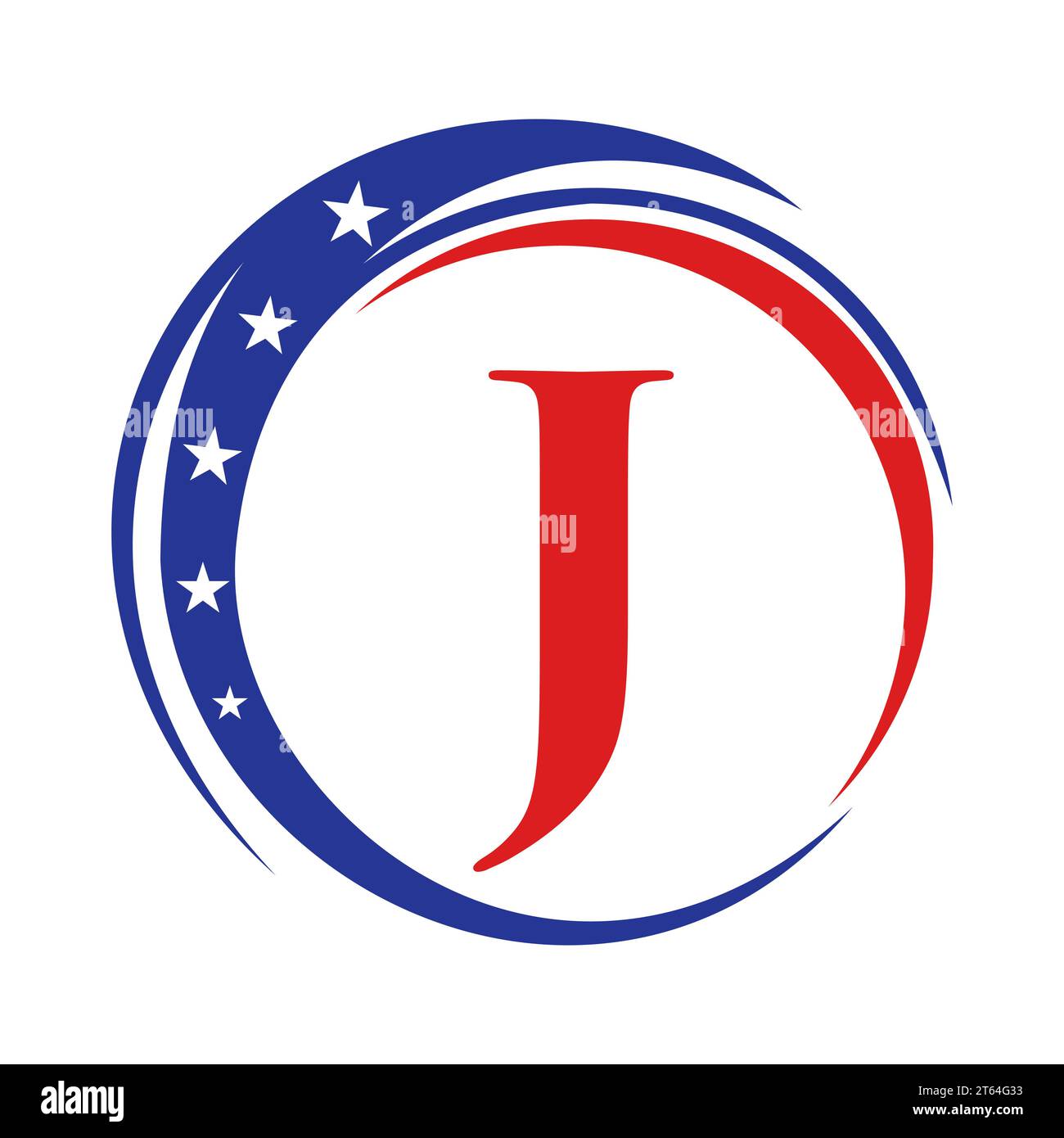 Letter J America Logo USA Flag. Patriotic American Logo Design On ...