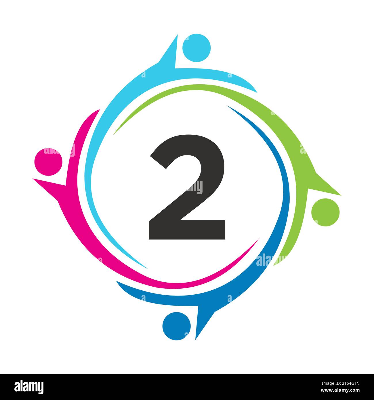 Letter 2 Teamwork Logo Unite Symbol. Charity Sign Community Health Care ...