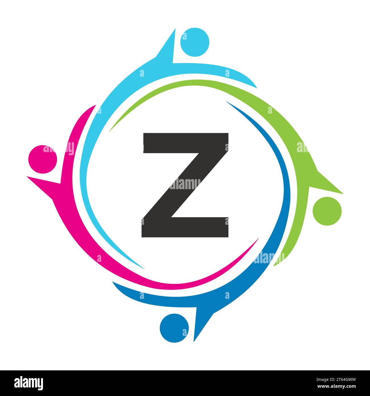 Letter Z Teamwork Logo Unite Symbol. Charity Sign Community Health Care ...