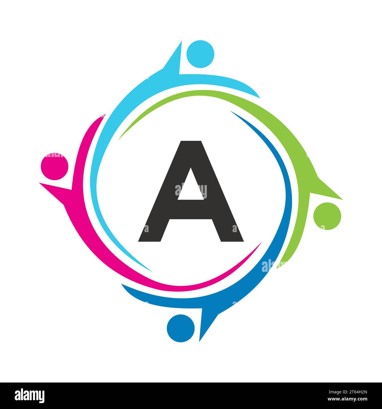 Letter A Teamwork Logo Unite Symbol. Charity Sign Community Health Care ...