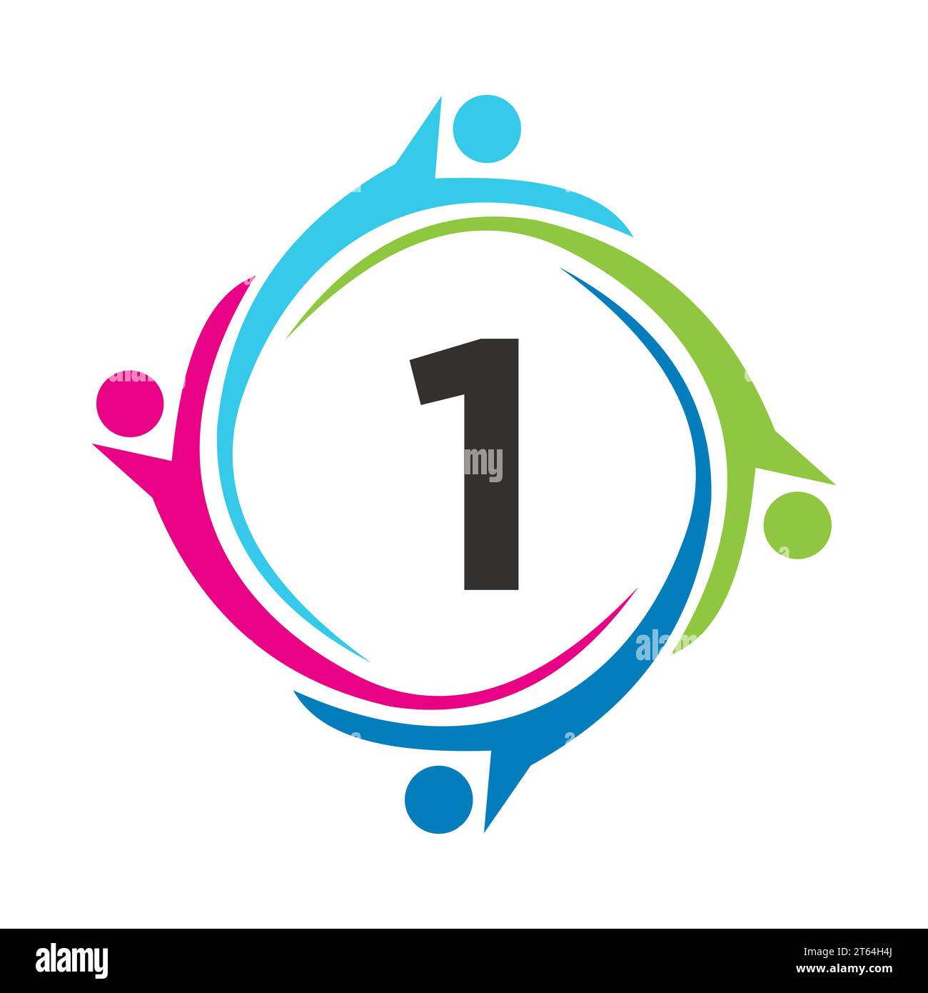 Letter 1 Teamwork Logo Unite Symbol. Charity Sign Community Health Care ...