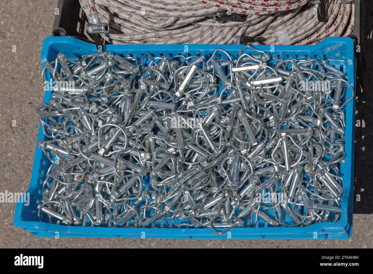 New Safety Lock Pull Pin Parts in Crate Stock Photo - Alamy