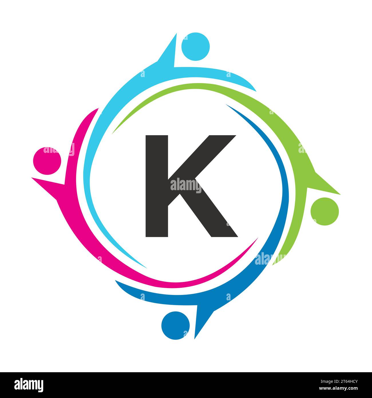 Letter K Teamwork Logo Unite Symbol. Charity Sign Community Health Care ...