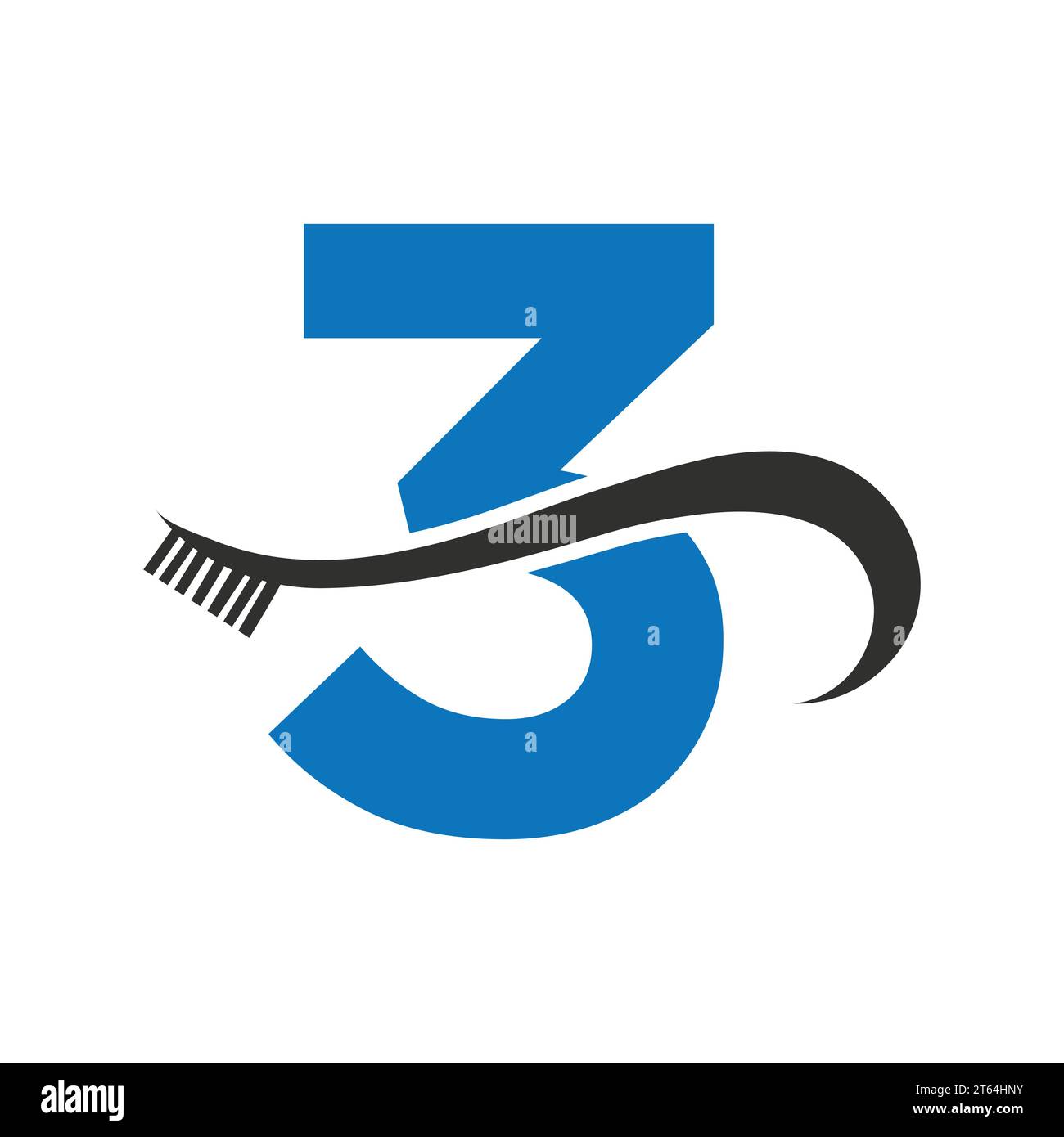 Letter 3 With Tooth Brush Logo Design Concept For Teeth Care Dental ...