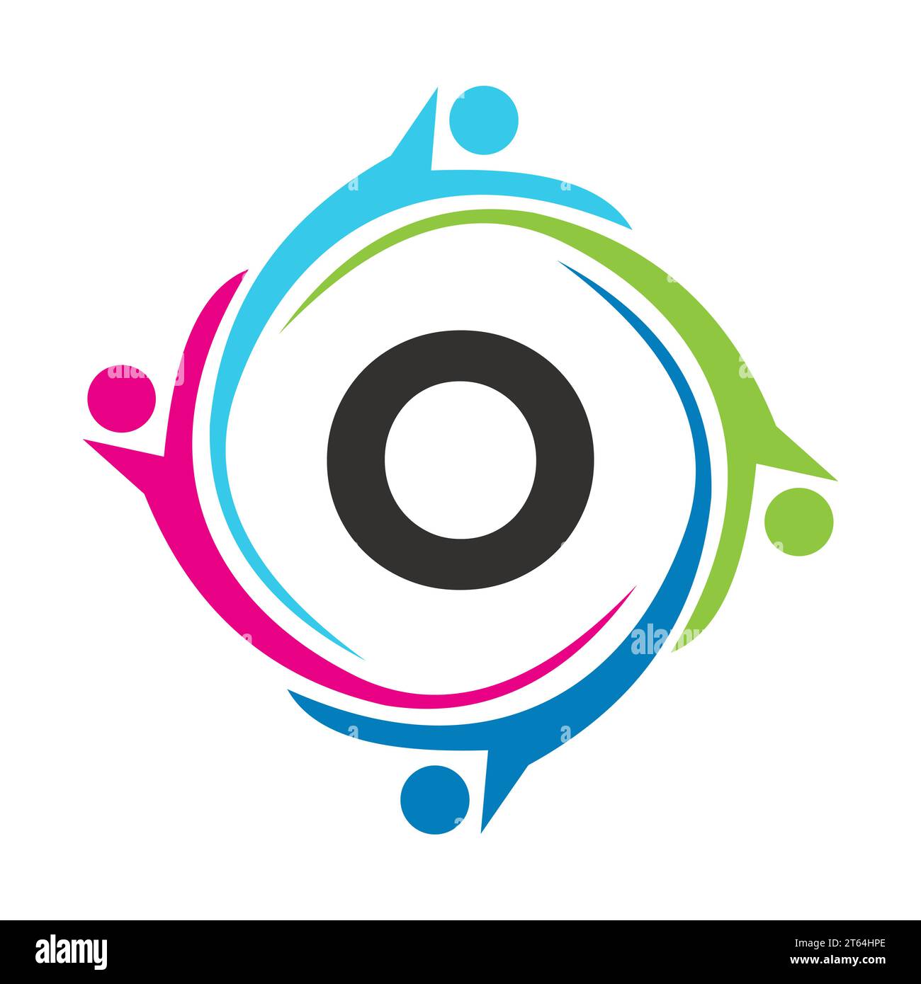 Letter O Teamwork Logo Unite Symbol. Charity Sign Community Health Care ...