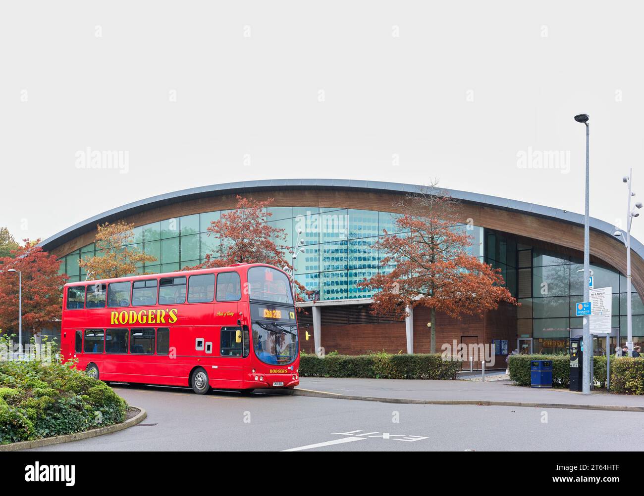 Rodger's double decker red bus parked outside the international ...