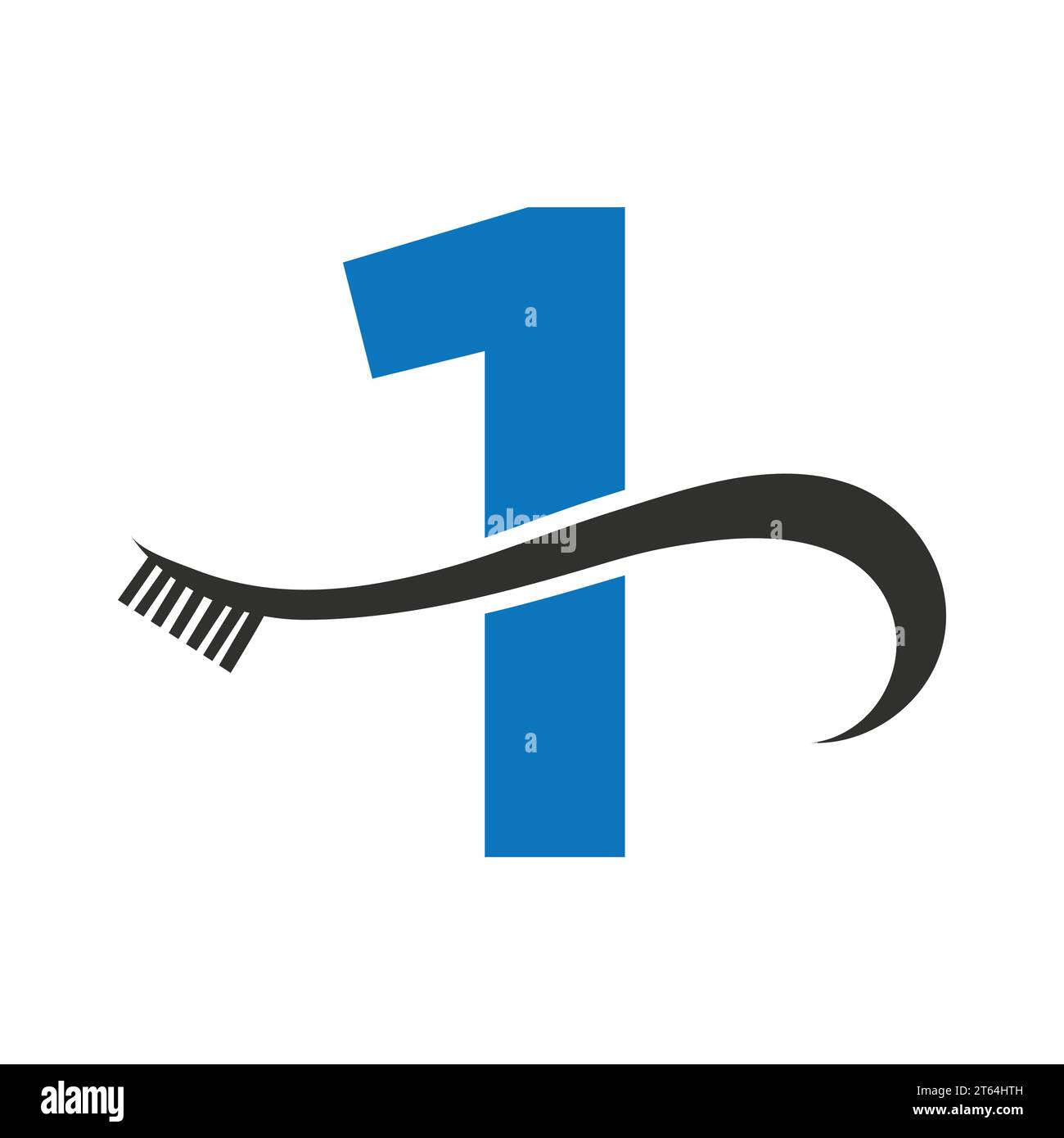 Letter 1 With Tooth Brush Logo Design Concept For Teeth Care Dental ...