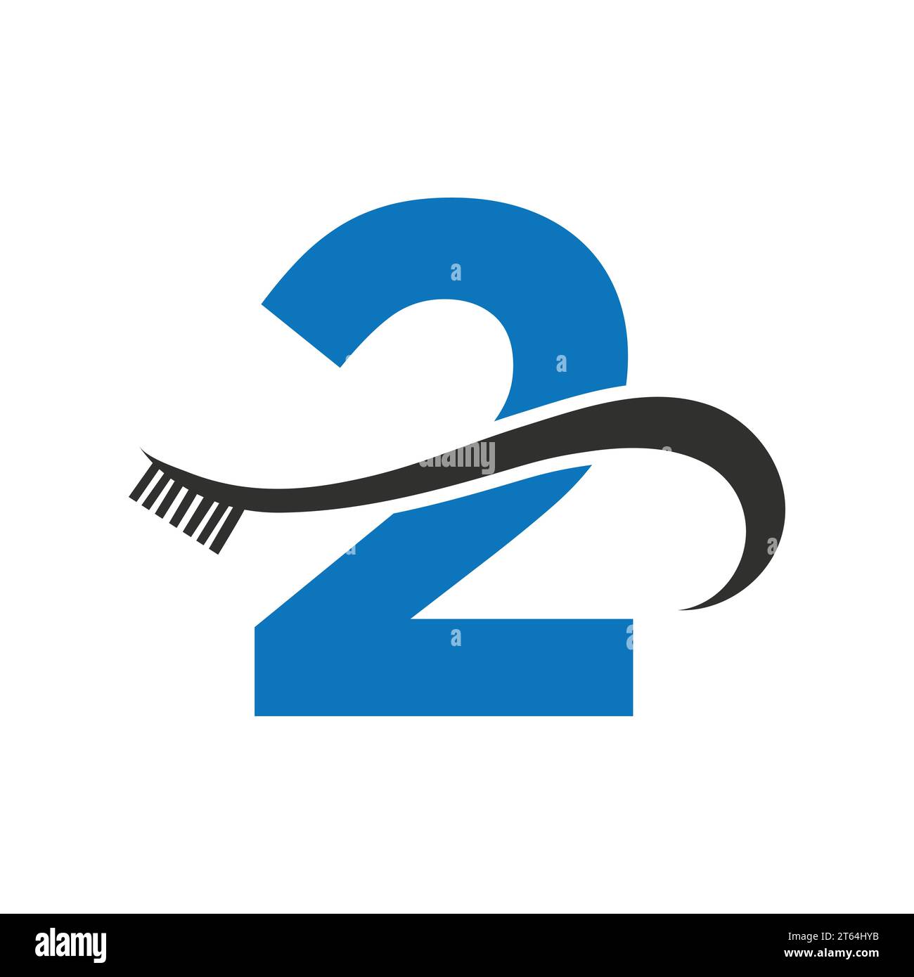 Letter 2 With Tooth Brush Logo Design Concept For Teeth Care Dental ...