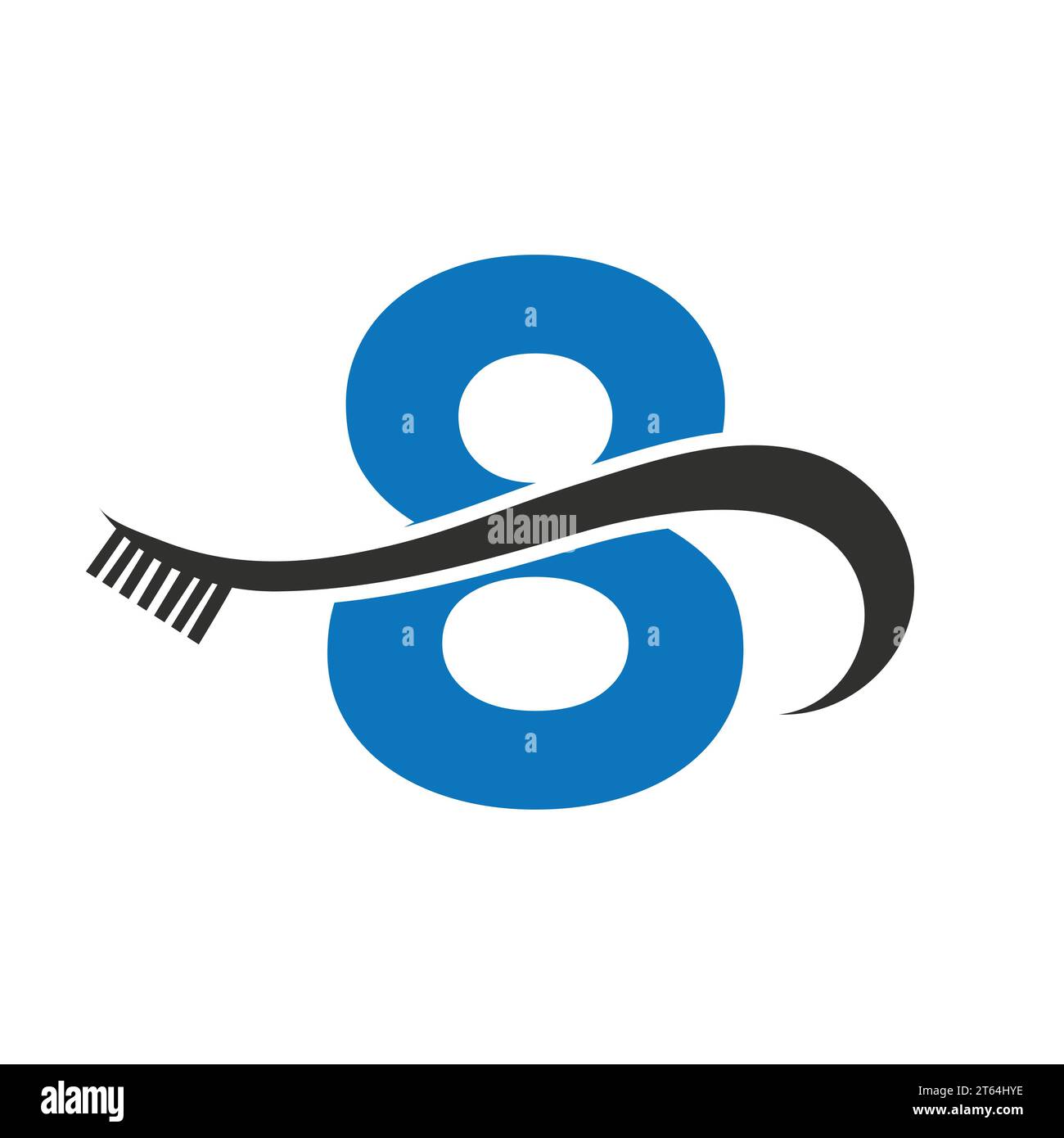 Letter 8 With Tooth Brush Logo Design Concept For Teeth Care Dental ...
