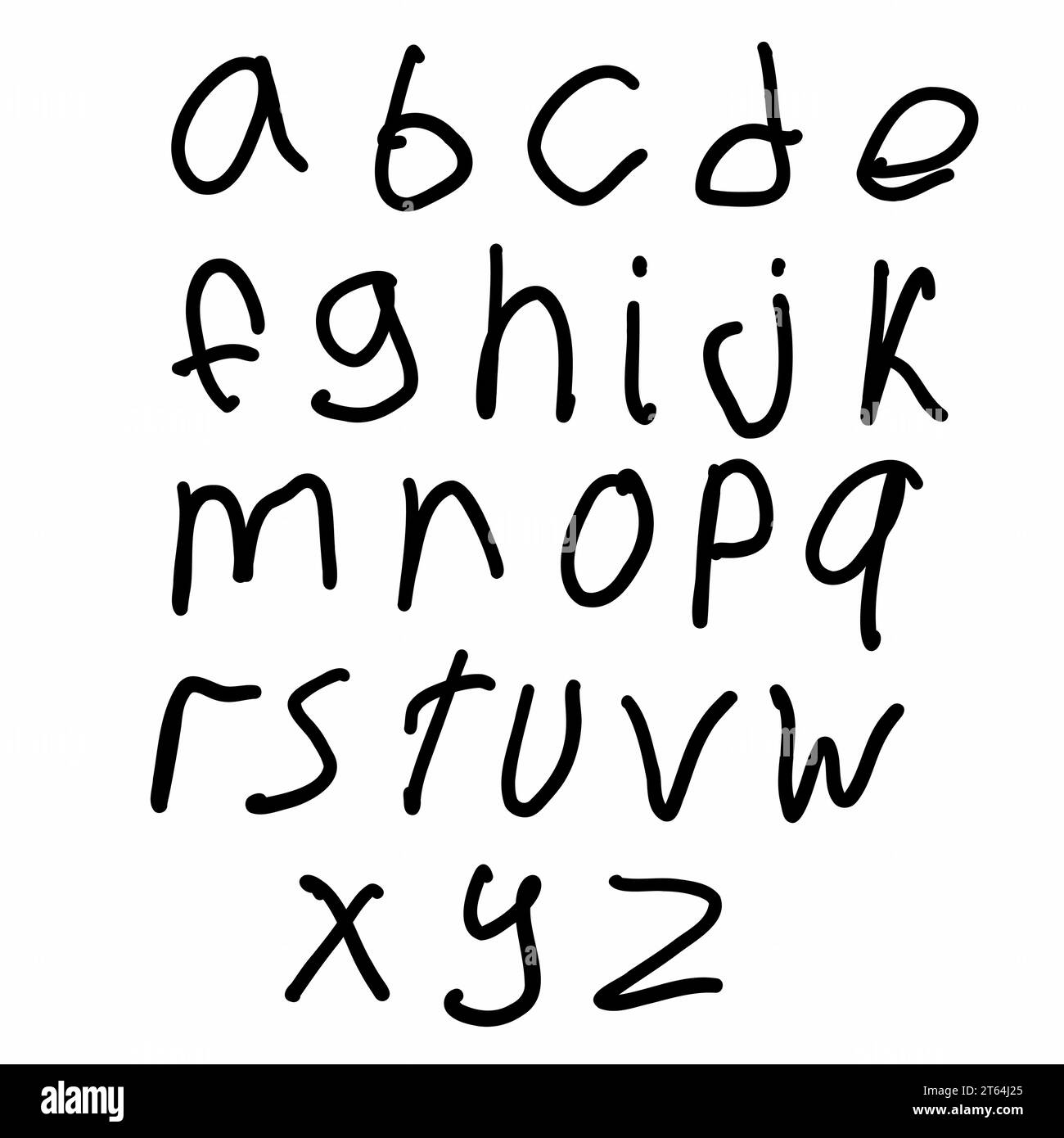 Child written scribble black english alphabet abc latin font A to Z ...