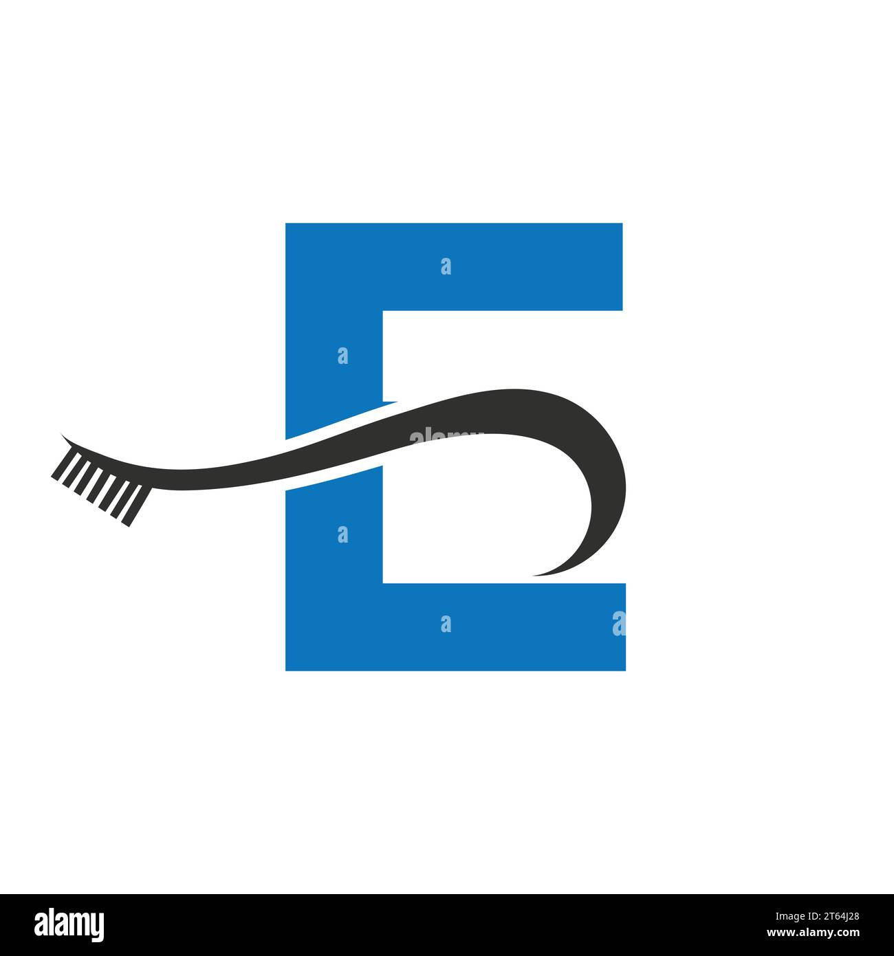 Letter E With Tooth Brush Logo Design Concept For Teeth Care Dental ...