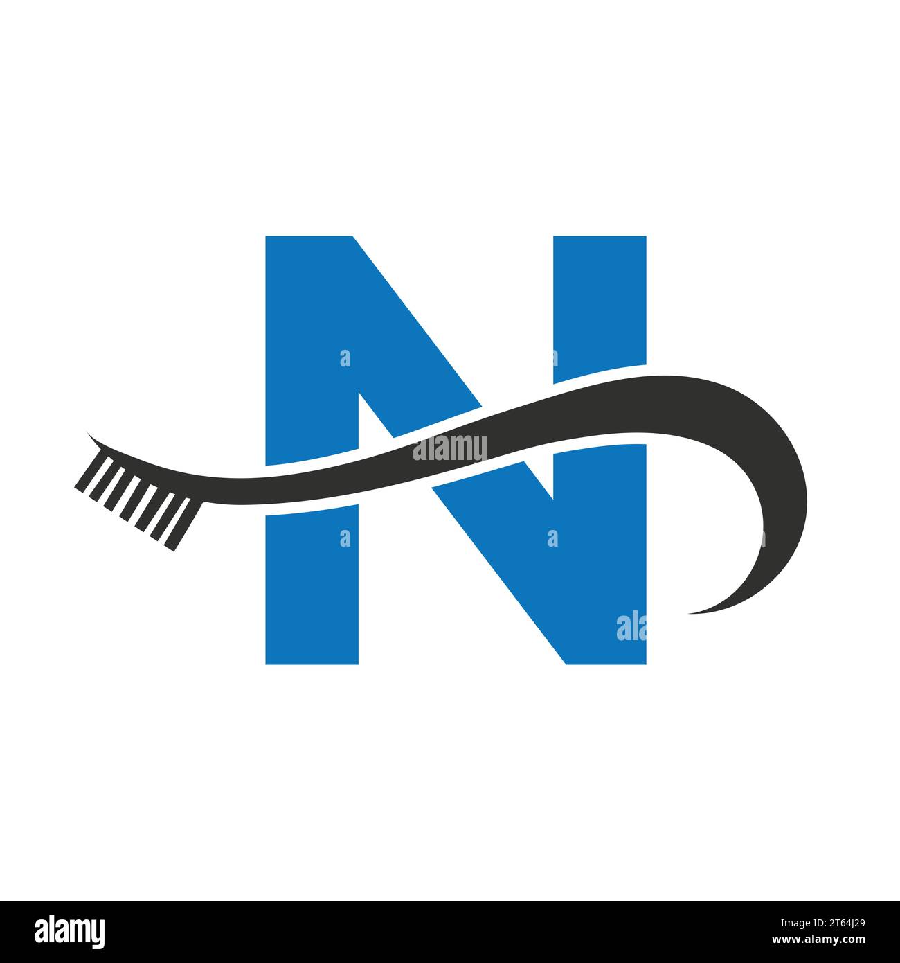 Letter N With Tooth Brush Logo Design Concept For Teeth Care Dental ...