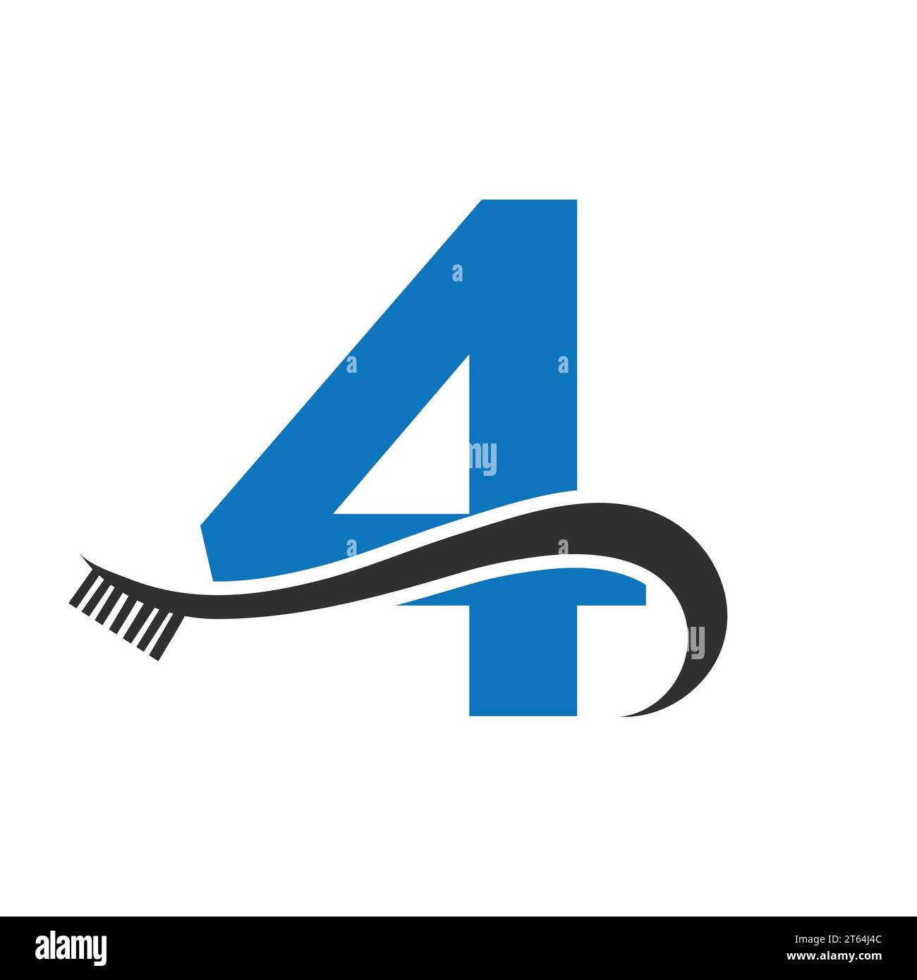 Letter 4 With Tooth Brush Logo Design Concept For Teeth Care Dental ...