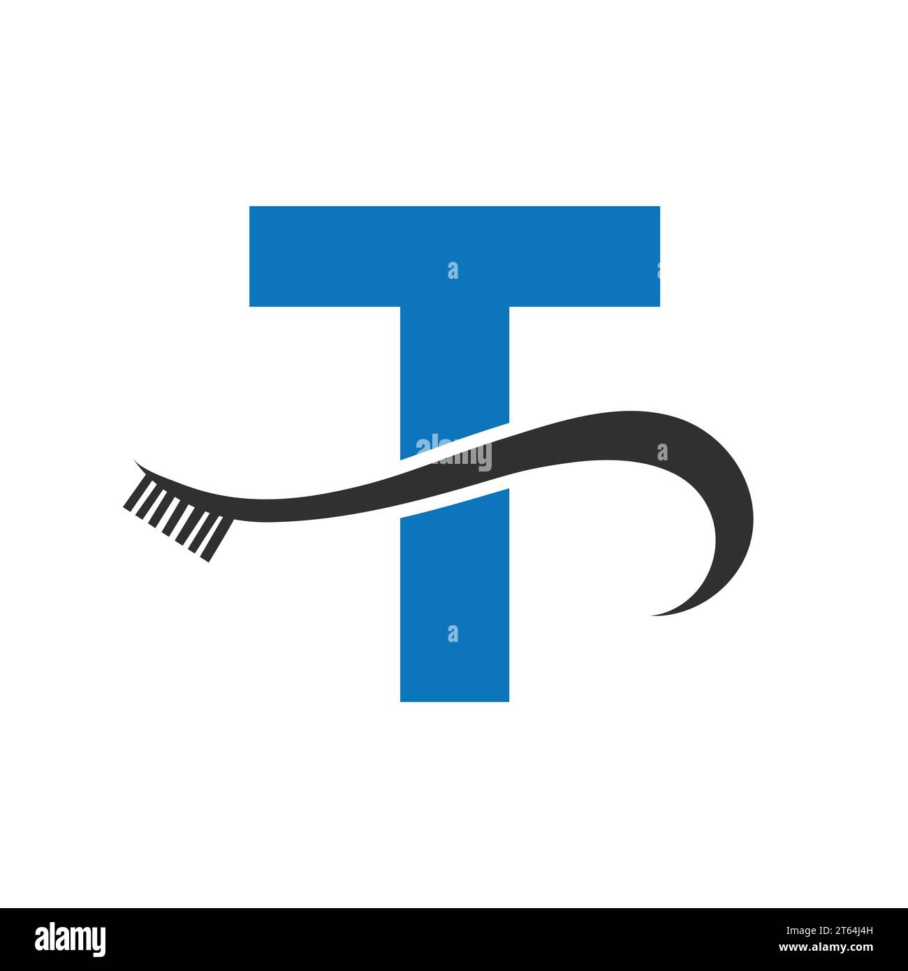 Letter T With Tooth Brush Logo Design Concept For Teeth Care Dental ...