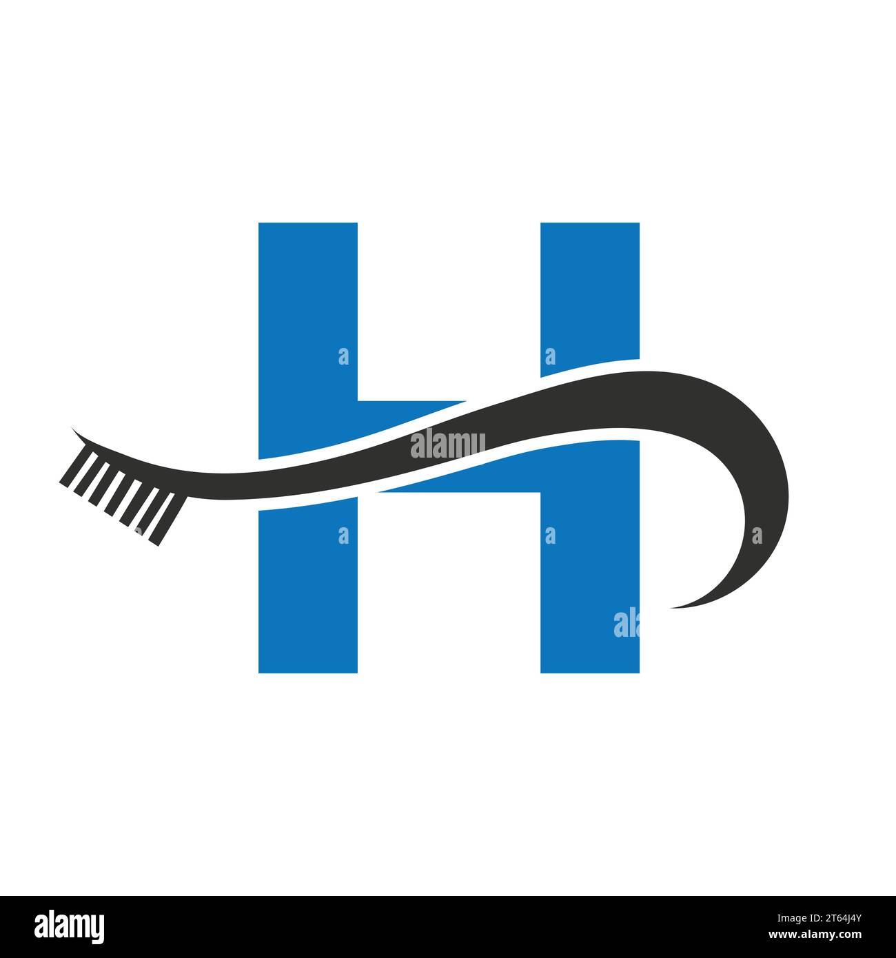 Letter H With Tooth Brush Logo Design Concept For Teeth Care Dental ...