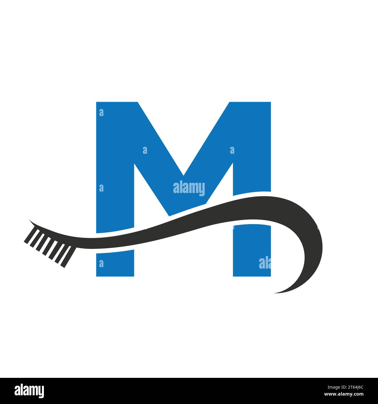 Letter M With Tooth Brush Logo Design Concept For Teeth Care Dental ...