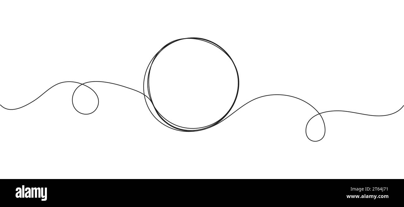 Circle line, grunge vector in continuous, sketch style. Frame outline ...