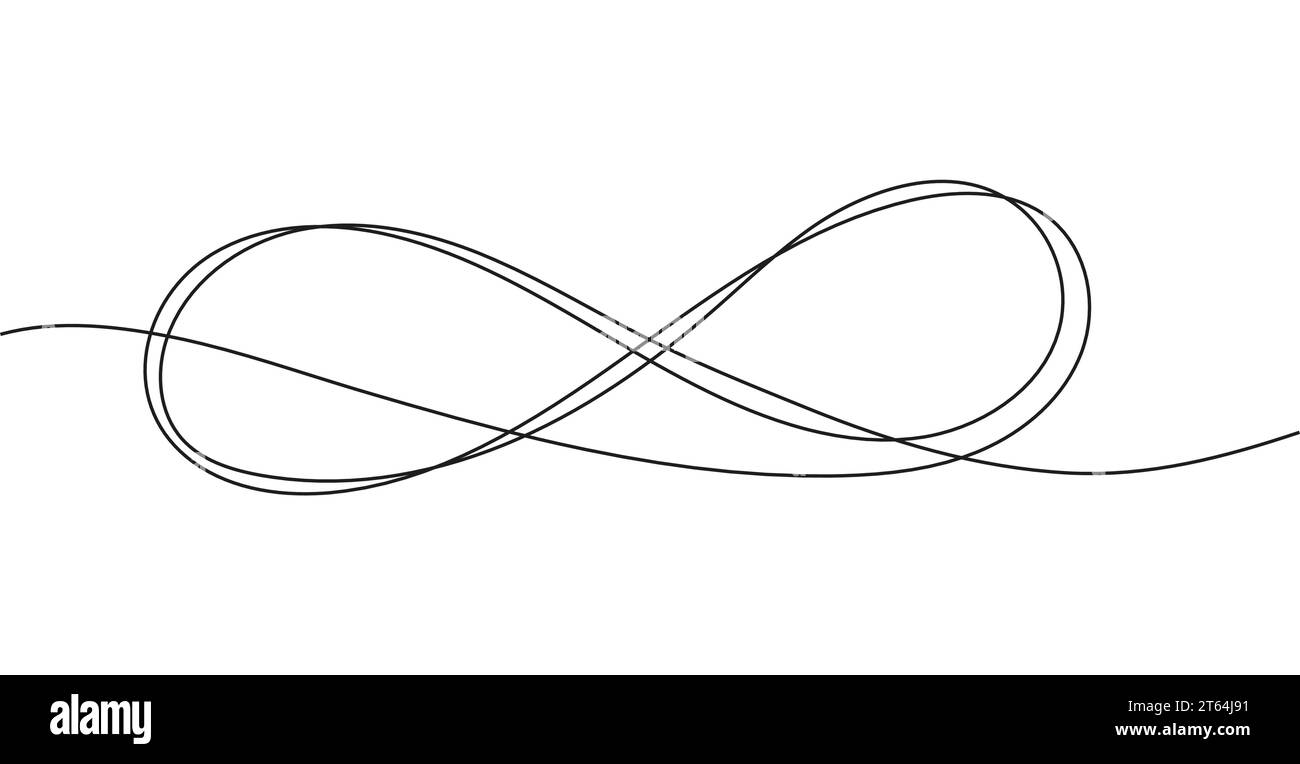 Infinity line, grunge vector in continuous, sketch style. Frame outline ...
