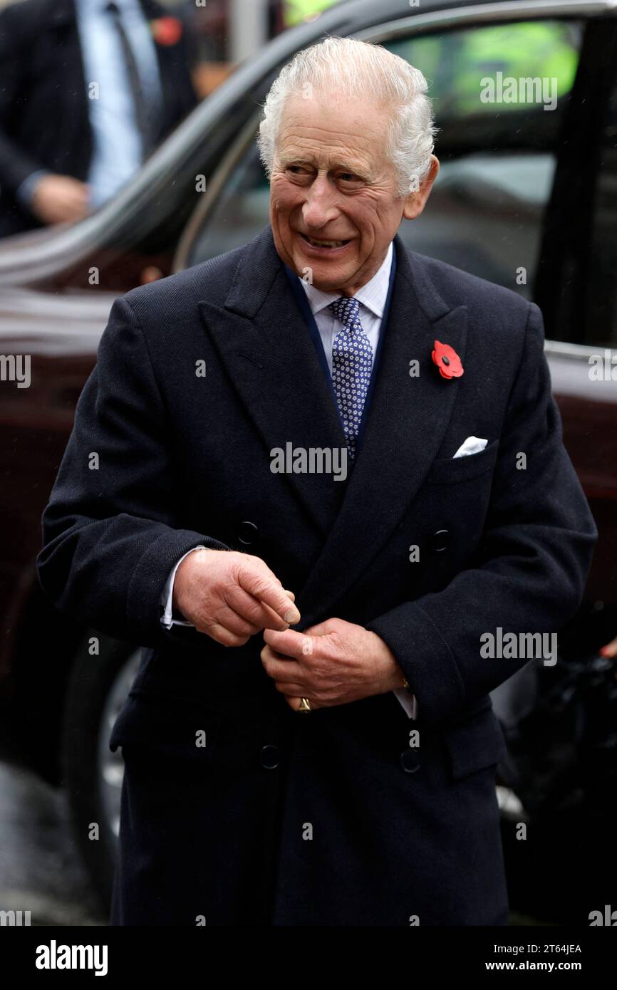 King Charles III arrives for a visit to New Malden Methodist Church ...