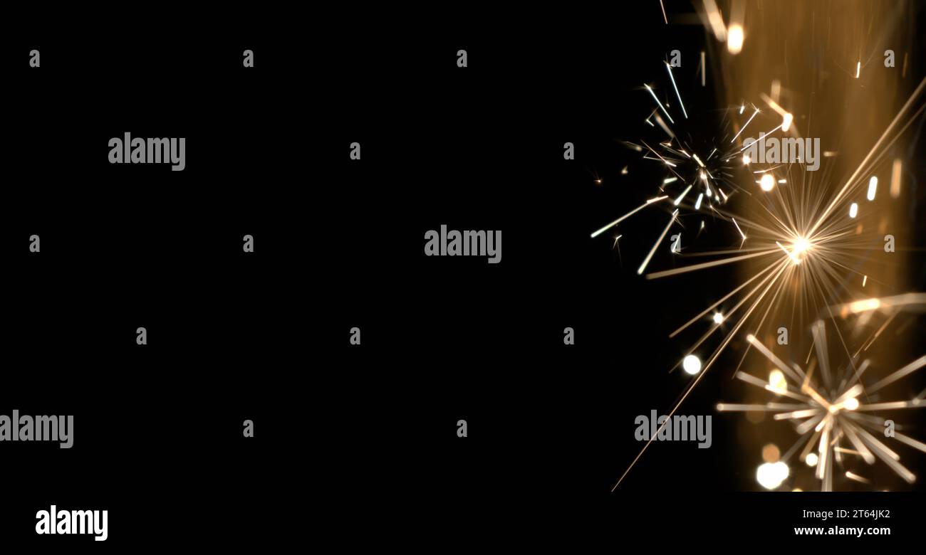Fireworks: close-up sparkler, gold, horizontal format Stock Photo - Alamy