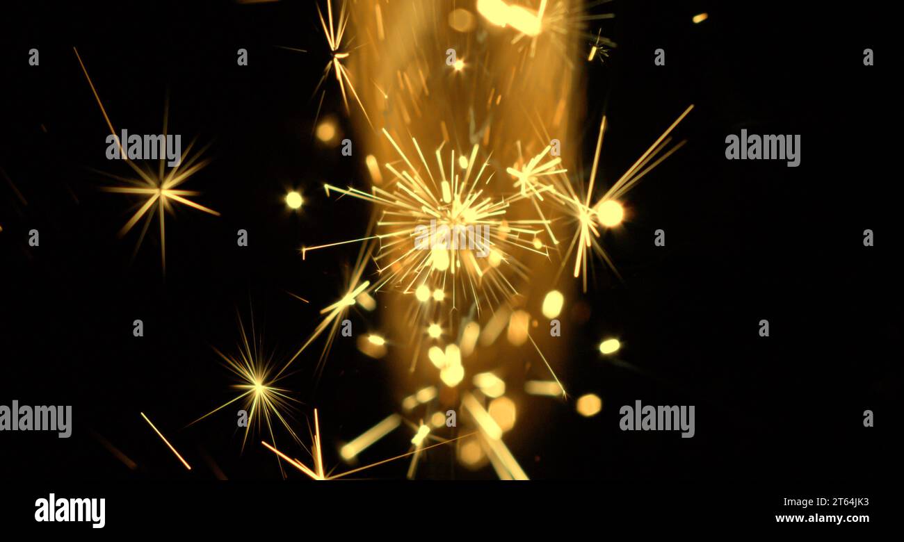 Fireworks: close-up sparkler, gold, horizontal format Stock Photo - Alamy
