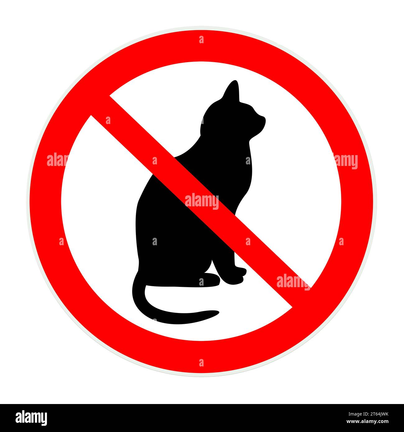 Prohibition sign with cat, 2D illustration Stock Photo - Alamy