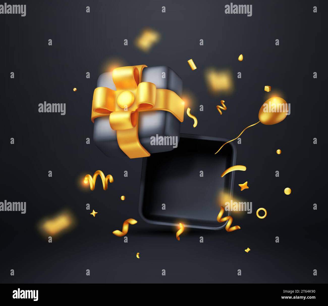 3D Open Gift Box with Golden Confetti Stock Vector Image & Art - Alamy