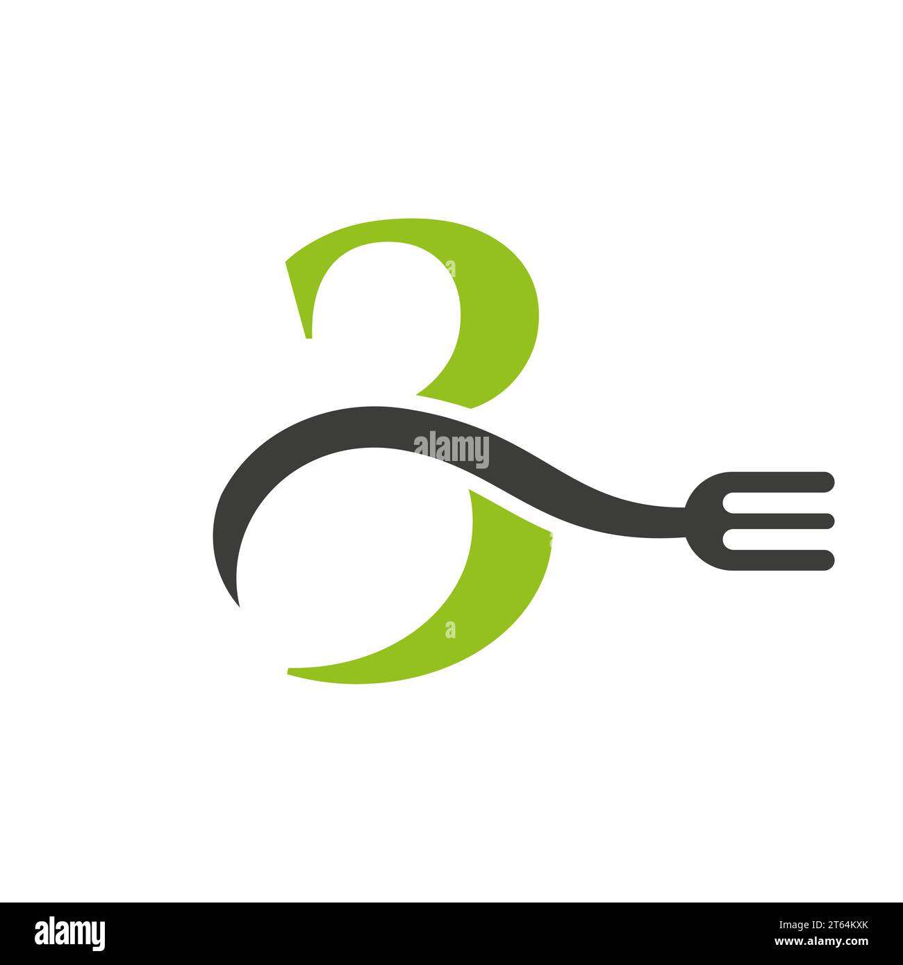 Letter 3 Restaurant Logo Concept With Fork Vector Template Stock Vector ...