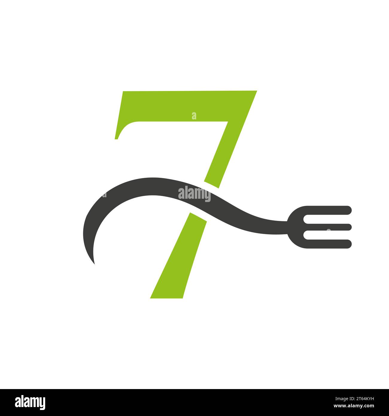Letter 7 Restaurant Logo Concept With Fork Vector Template Stock Vector ...