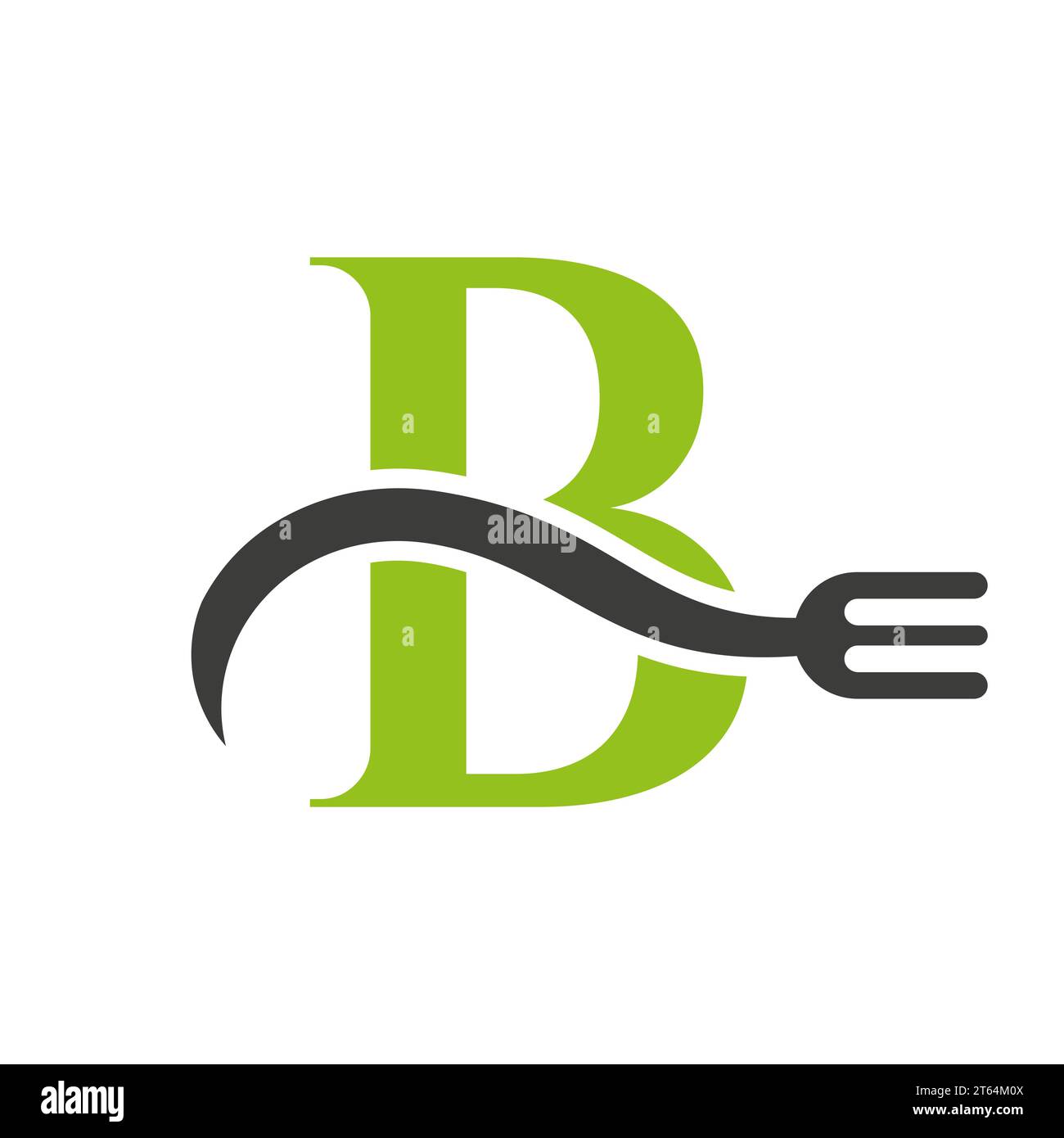 Letter B Restaurant Logo Concept With Fork Vector Template Stock Vector ...