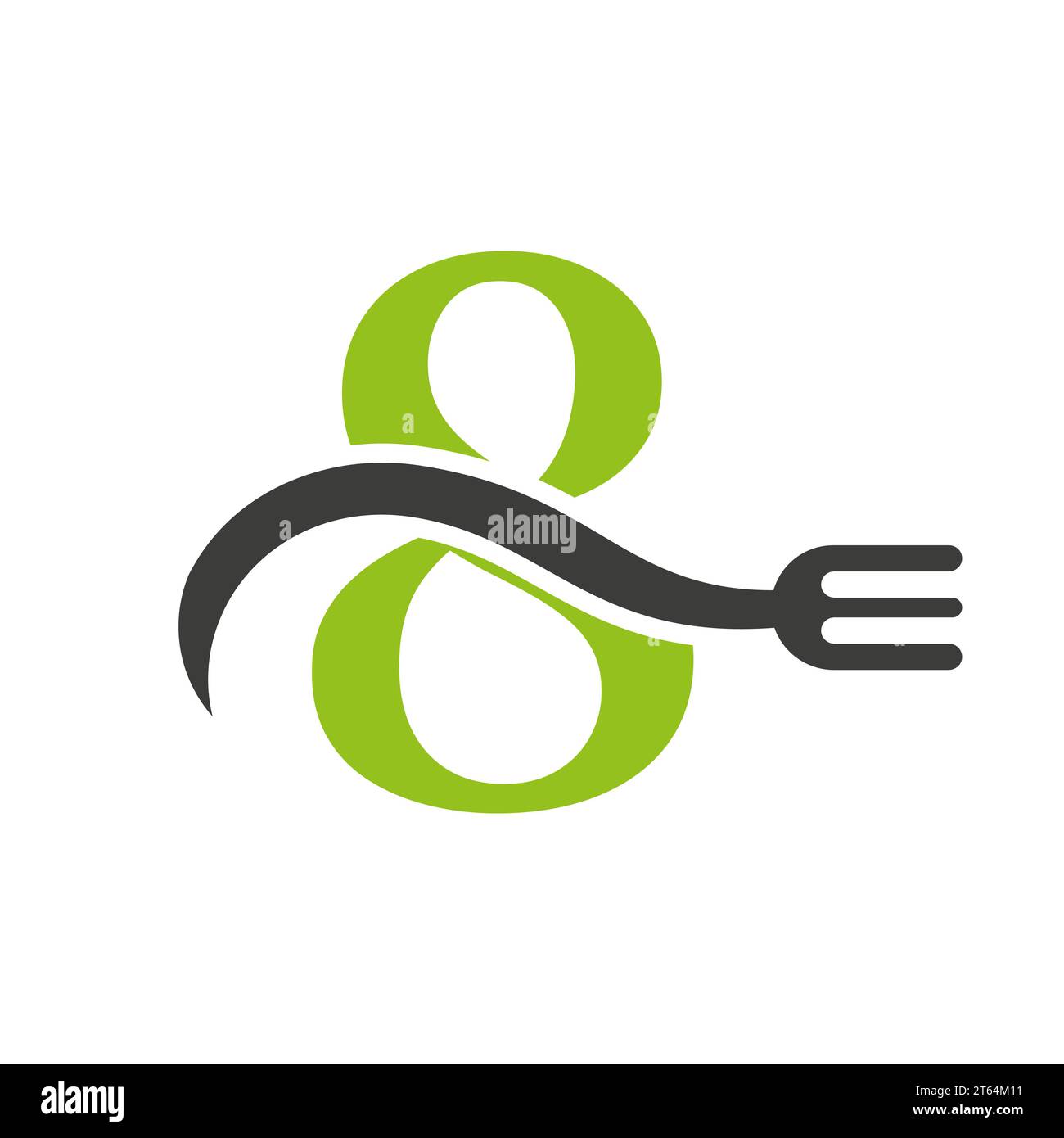 Letter 8 Restaurant Logo Concept With Fork Vector Template Stock Vector ...