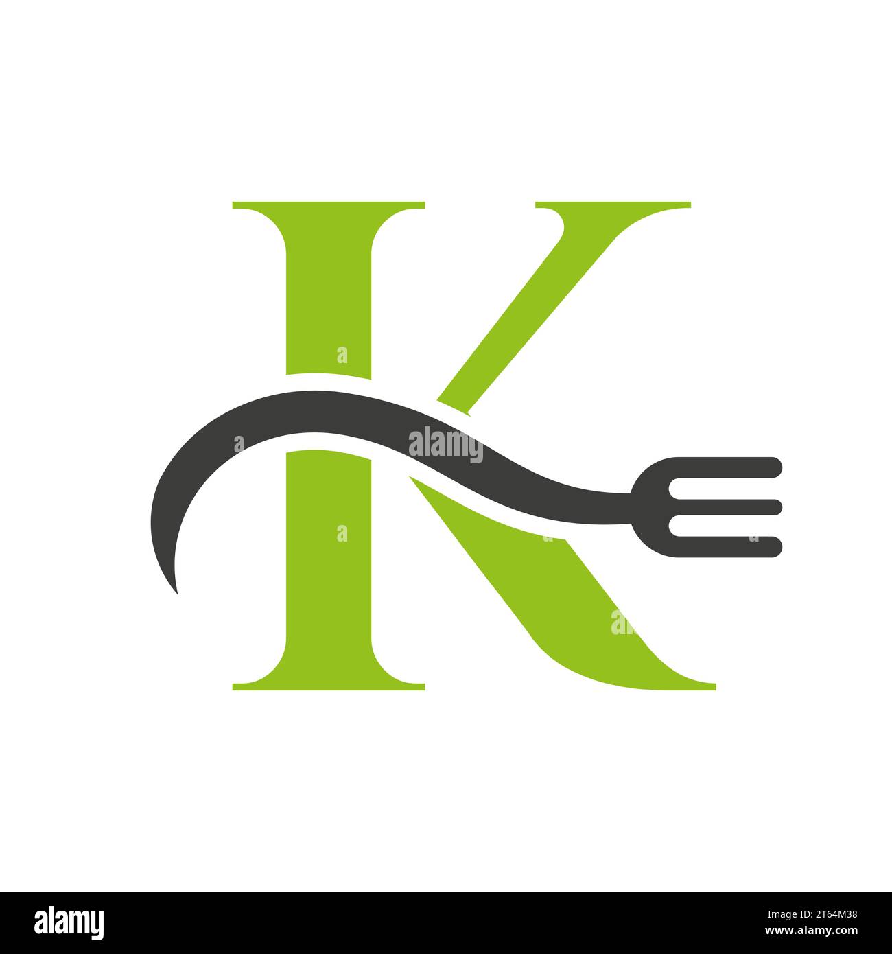 Letter K Restaurant Logo Concept With Fork Vector Template Stock Vector ...