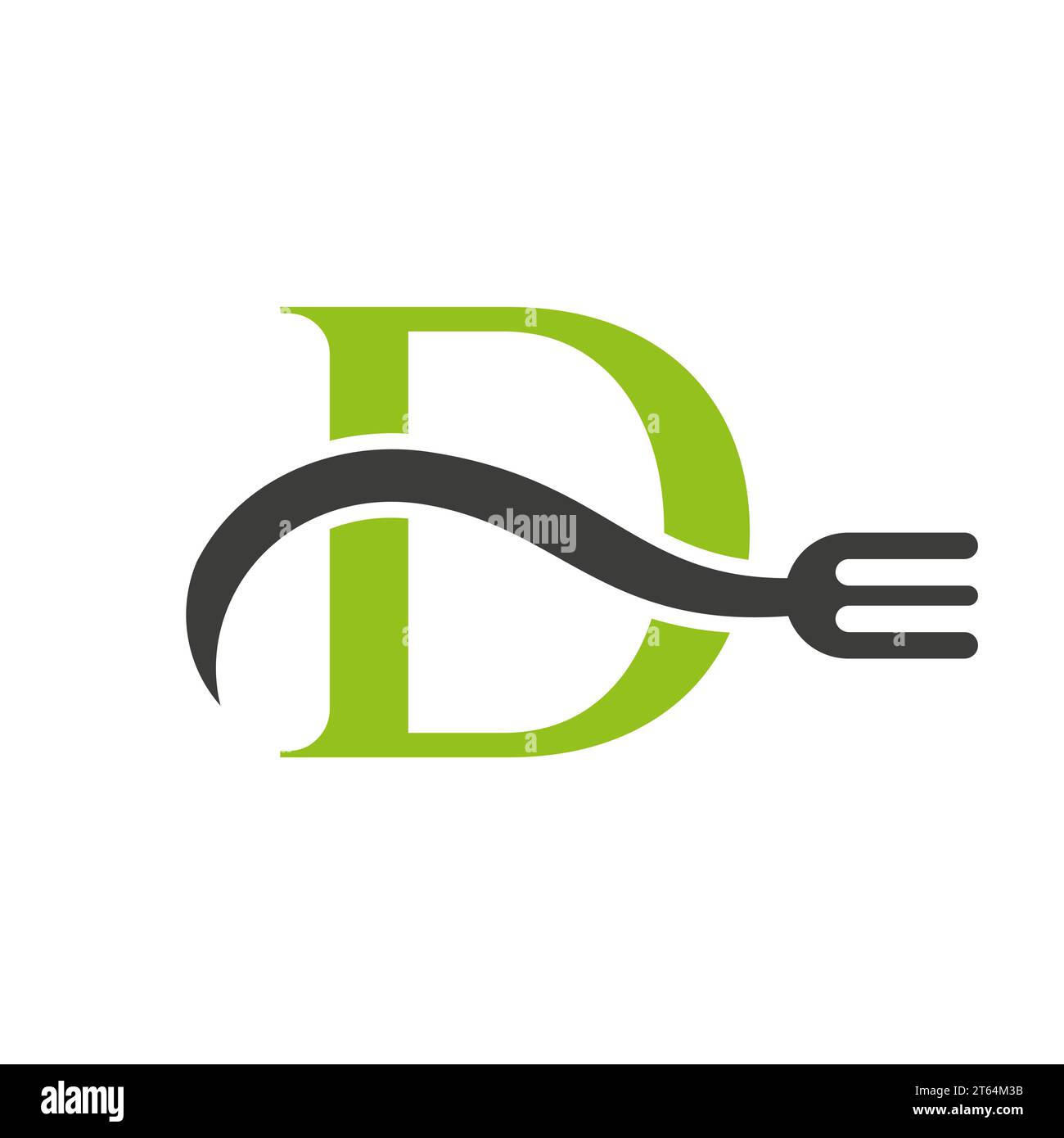 Letter D Restaurant Logo Concept With Fork Vector Template Stock Vector ...