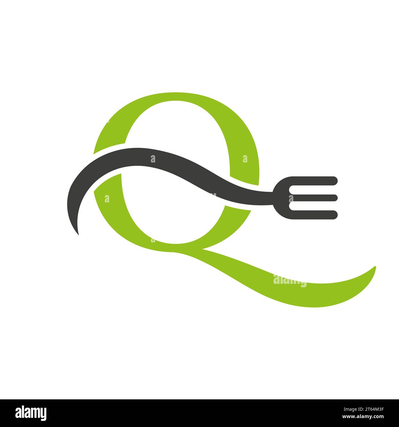 Letter Q Restaurant Logo Concept With Fork Vector Template Stock Vector ...