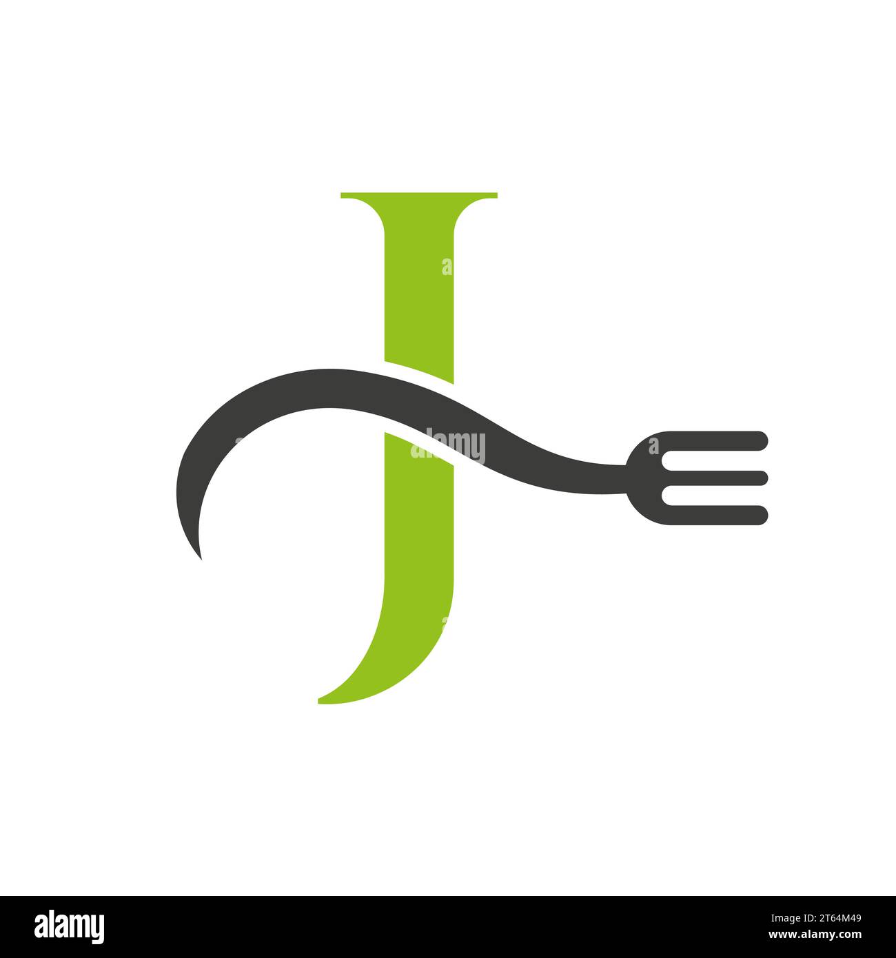 Letter J Restaurant Logo Concept With Fork Vector Template Stock Vector ...