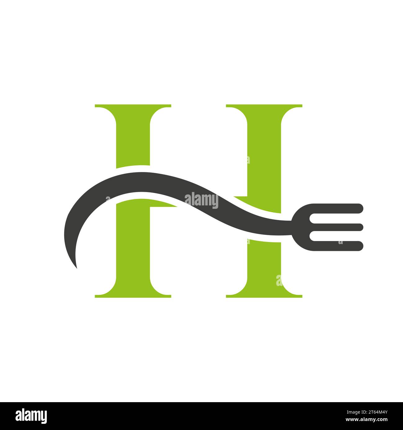 Letter H Restaurant Logo Concept With Fork Vector Template Stock Vector ...