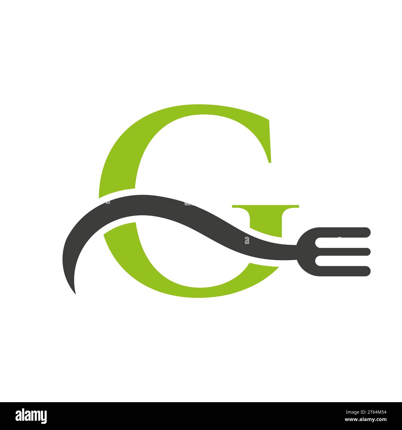 Letter G Restaurant Logo Concept With Fork Vector Template Stock Vector ...