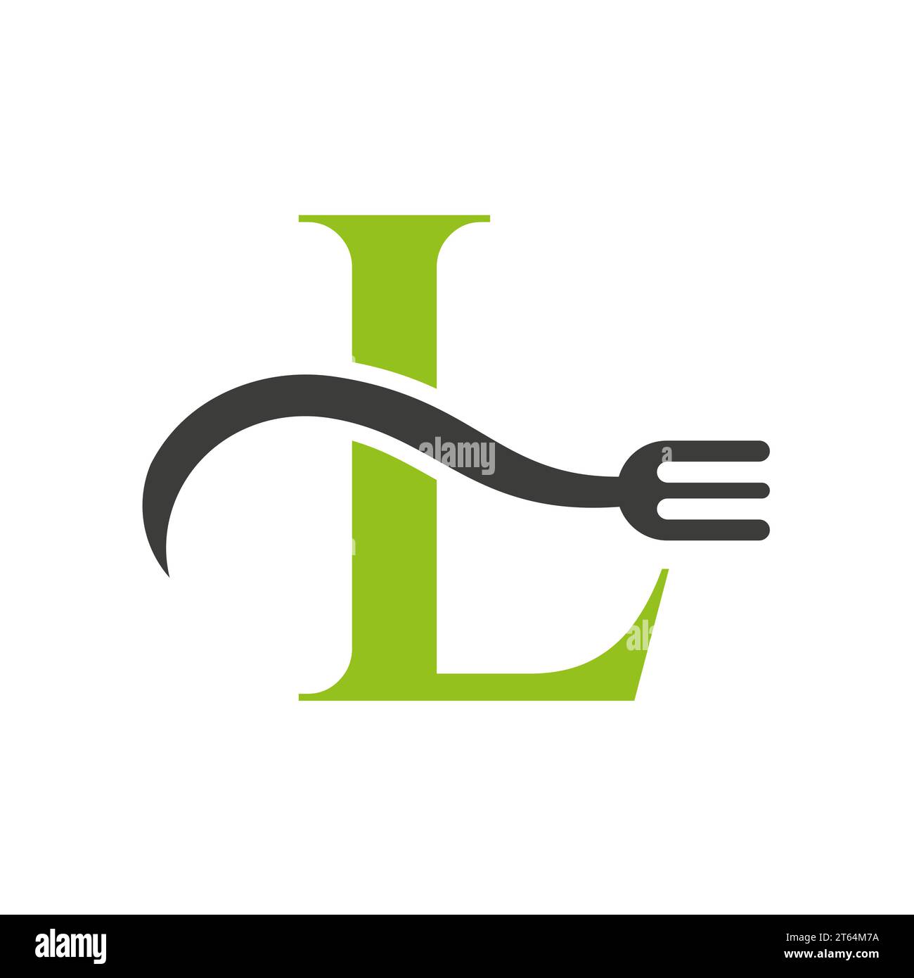 Letter L Restaurant Logo Concept With Fork Vector Template Stock Vector ...
