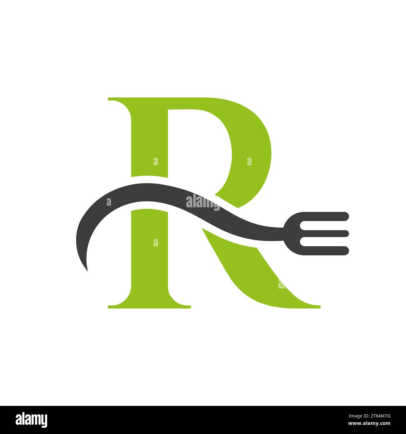 Letter R Restaurant Logo Concept With Fork Vector Template Stock Vector ...
