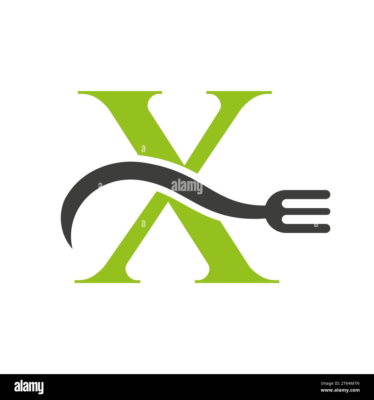 Letter X Restaurant Logo Concept With Fork Vector Template Stock Vector ...