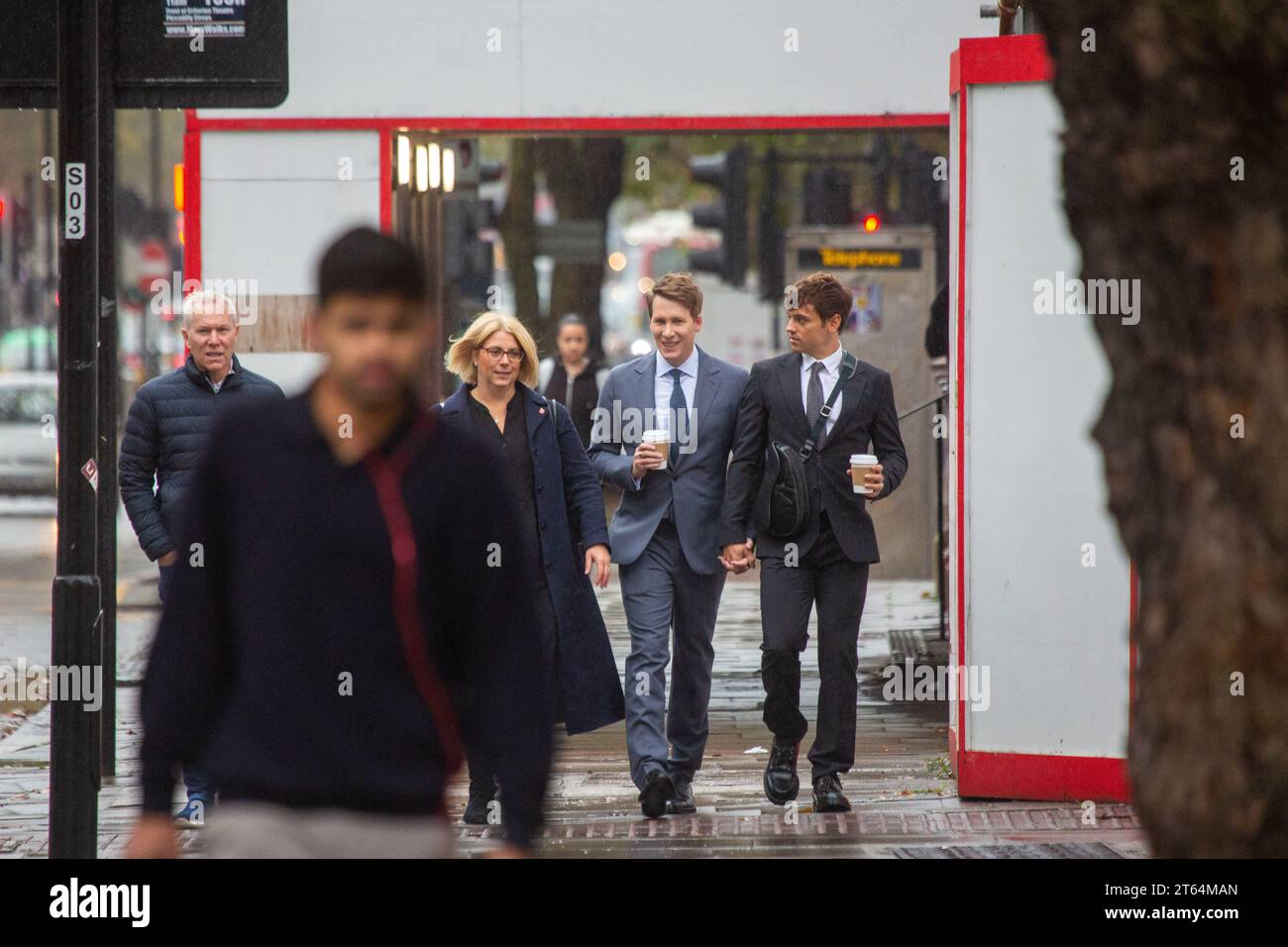 London, England, UK. 8th Nov, 2023. DUSTIN LANCE BLACK (centre) arrives ...