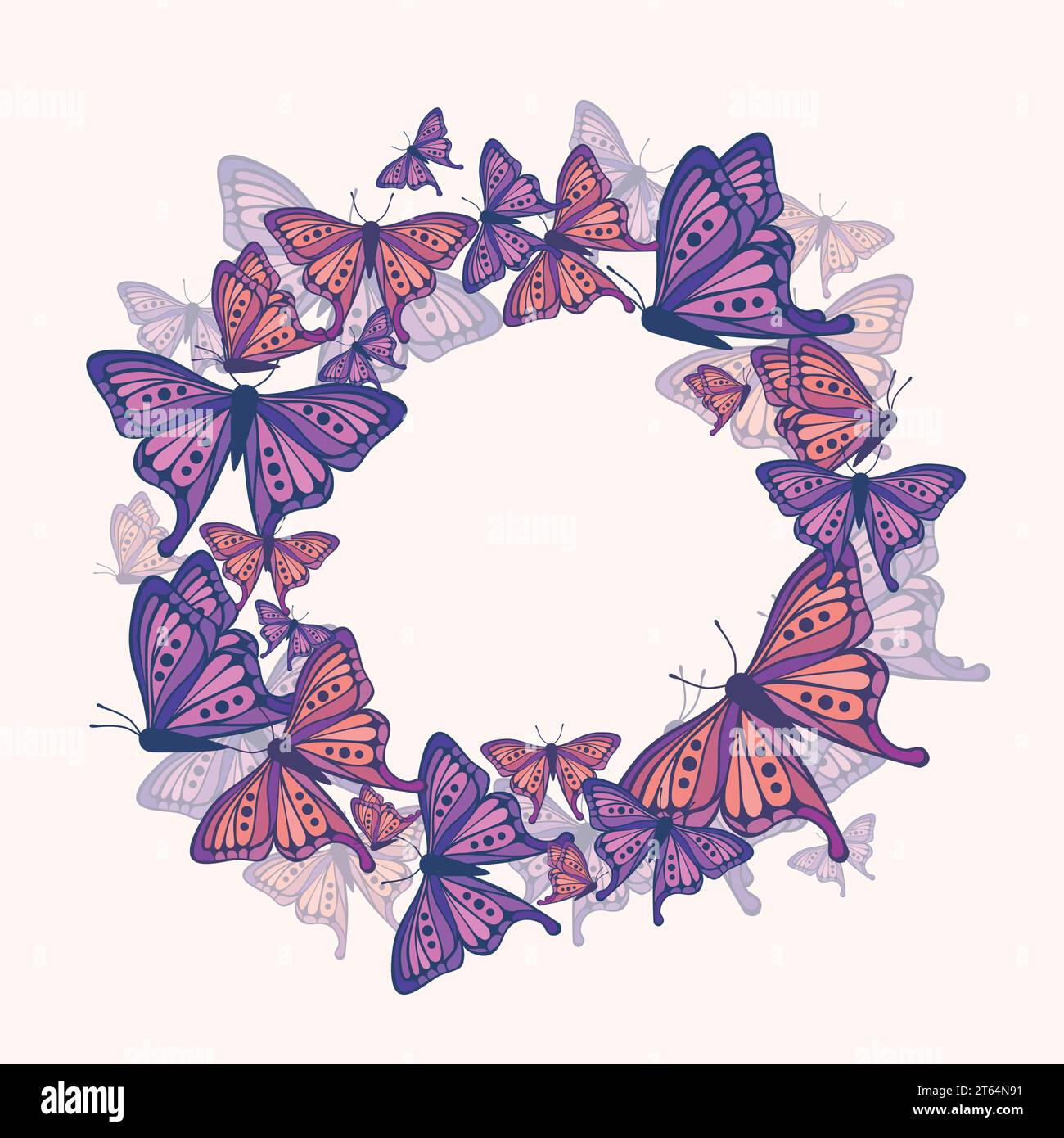 Vector round frame with butterflies Stock Vector Image & Art - Alamy