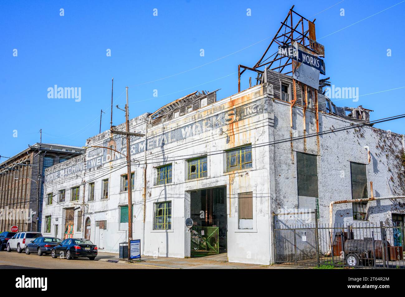 NEW ORLEANS, LA, USA - AUGUST 22, 2023: Full view of the old and beaten ...