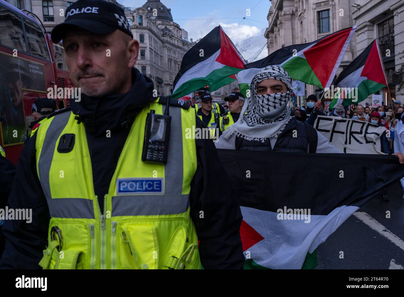 Thousands march through Central London in protest at military action by ...