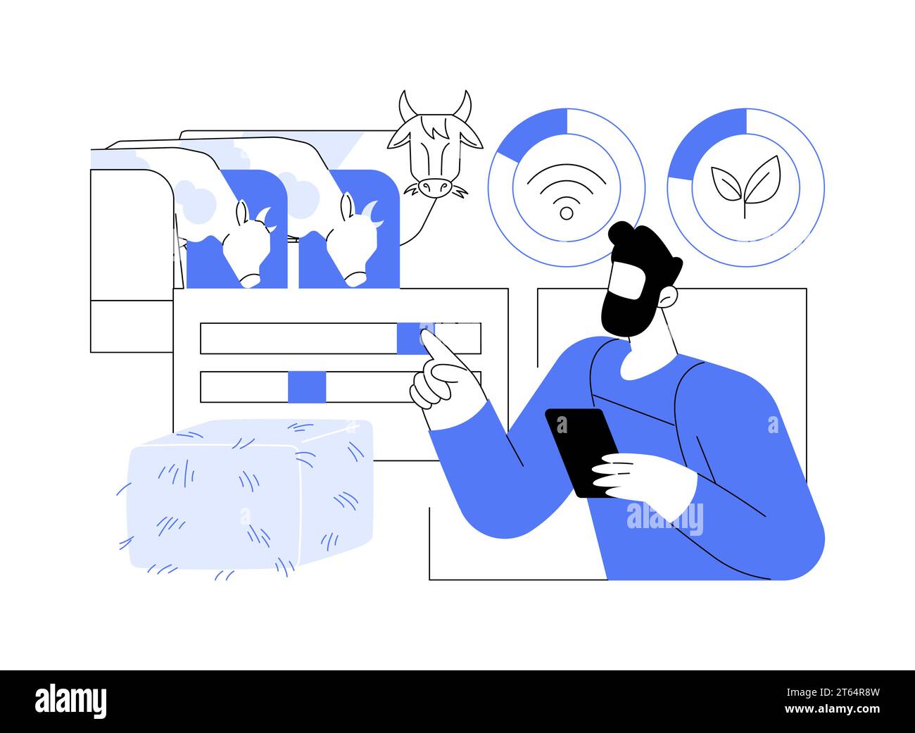 Livestock feeding statistics isolated cartoon vector illustrations ...