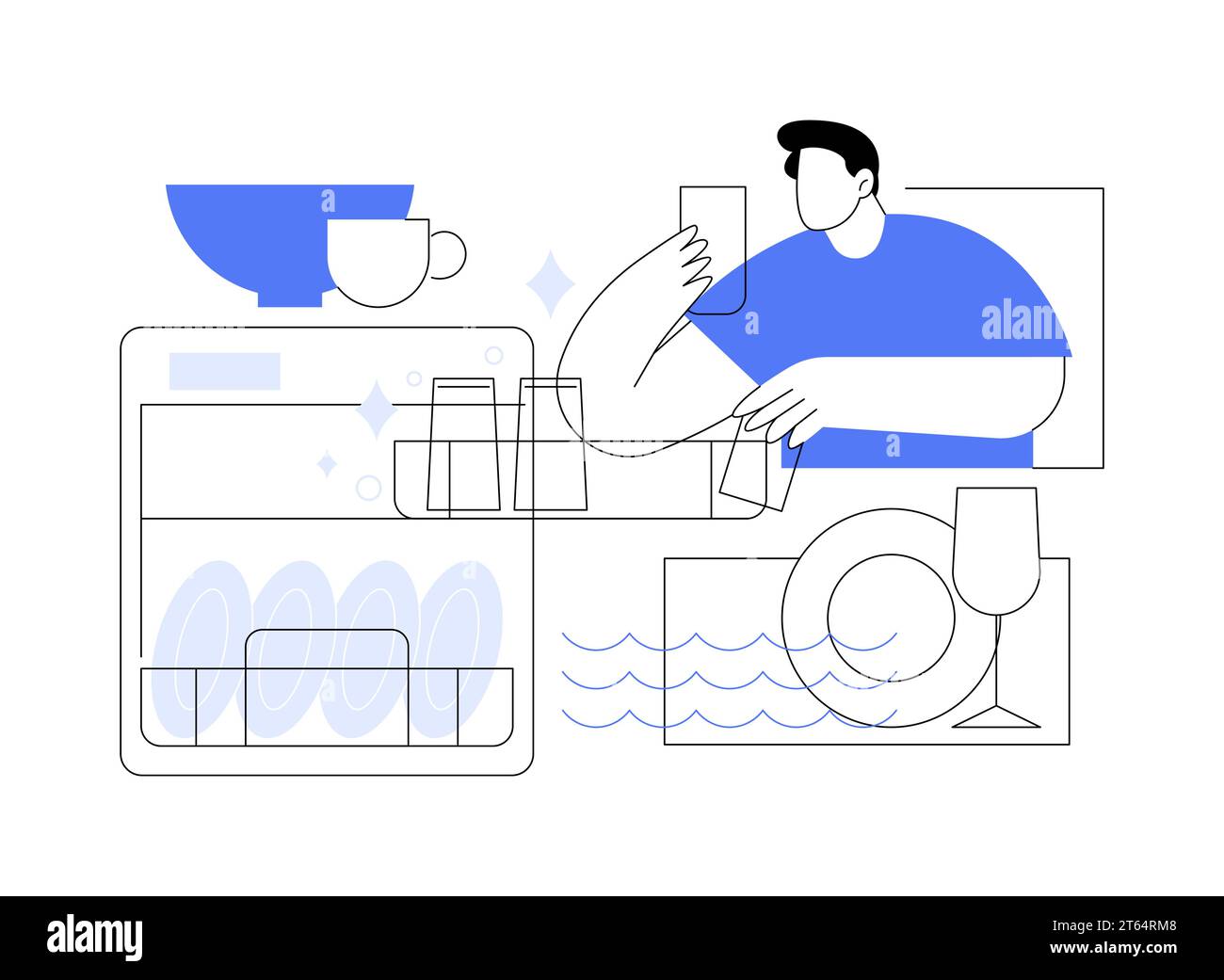 Loading dishwasher isolated cartoon vector illustrations Stock Vector ...