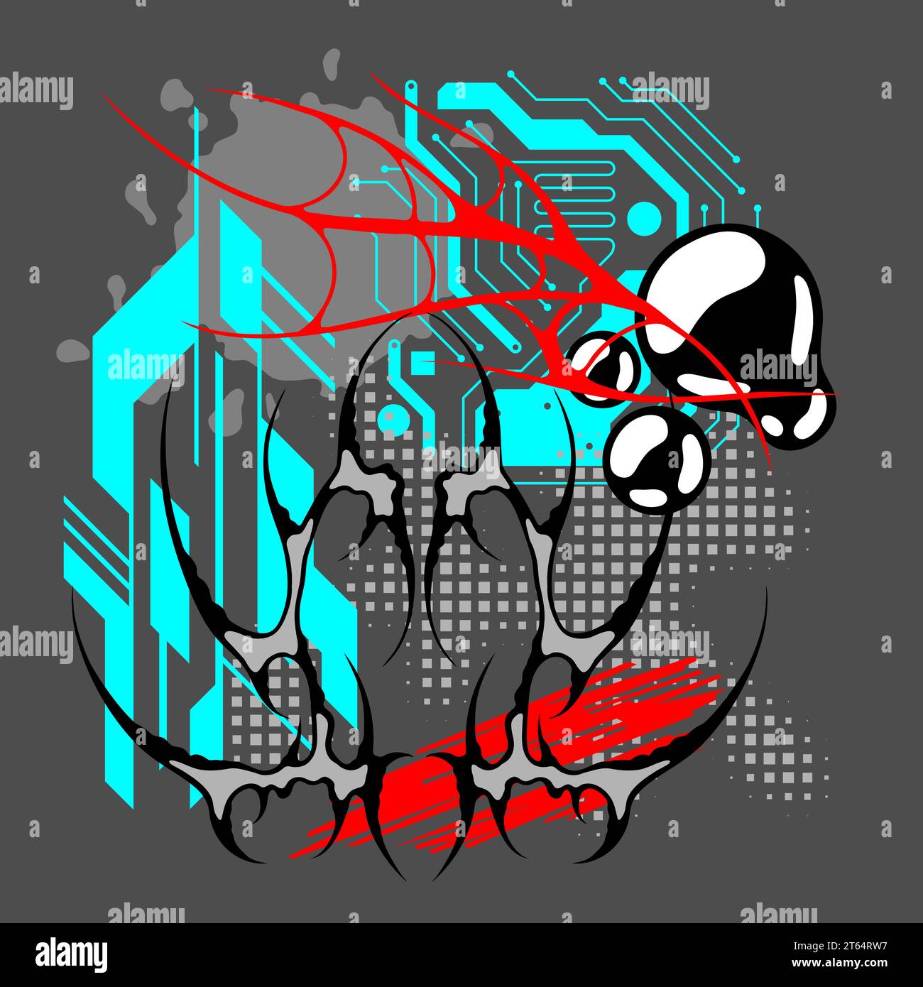 Cyber sigilism background. Neo tribal gothic style shape Stock Vector ...