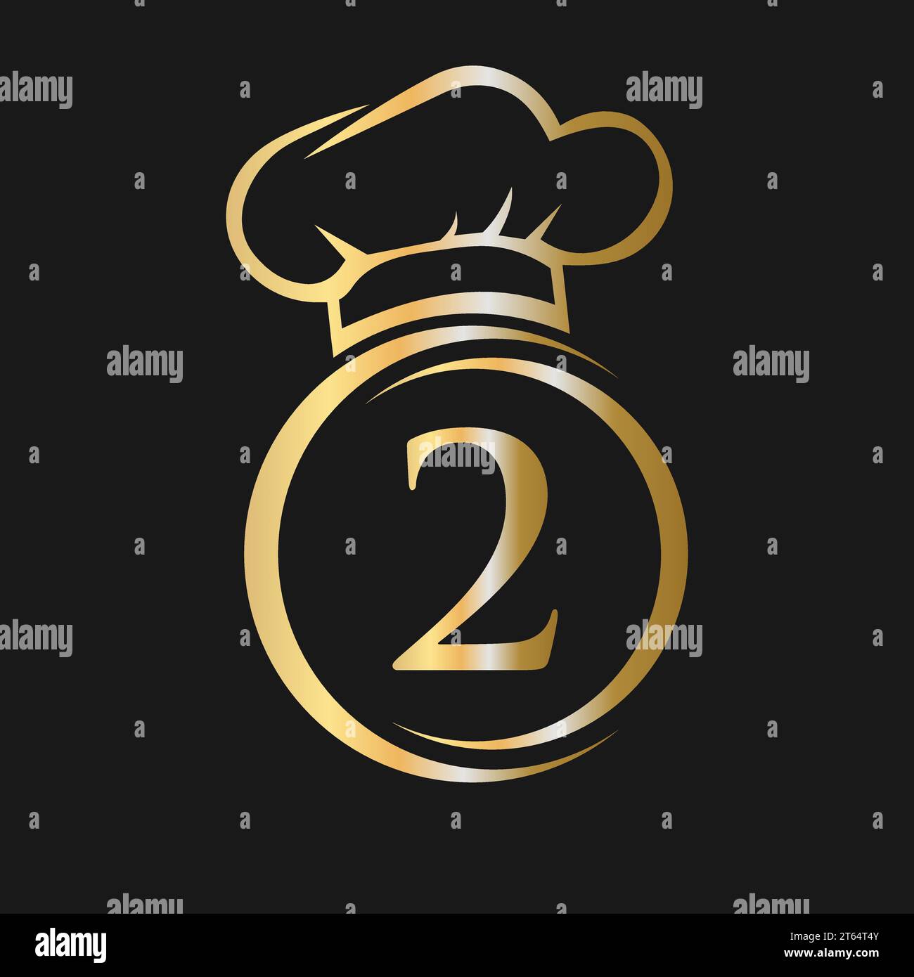 Initial Letter 2 Restaurant Logo Template. Restaurant Logo Concept with ...